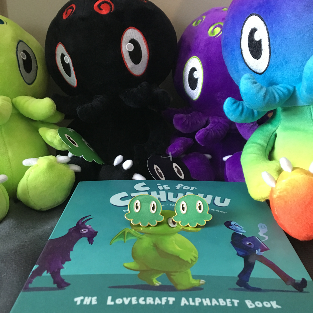 Glow-In-The-Dark C is for Cthulhu Enamel Pin Set